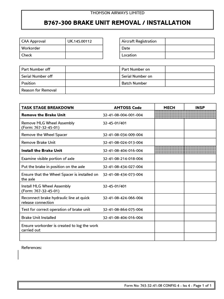 B767-300 Brake Unit Installation Guide | PDF | Technology & Engineering