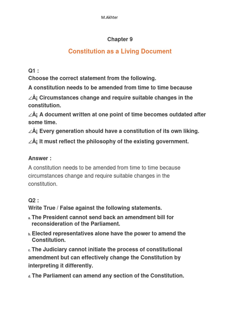 Constitution as a Living Document | PDF | Government | Justice