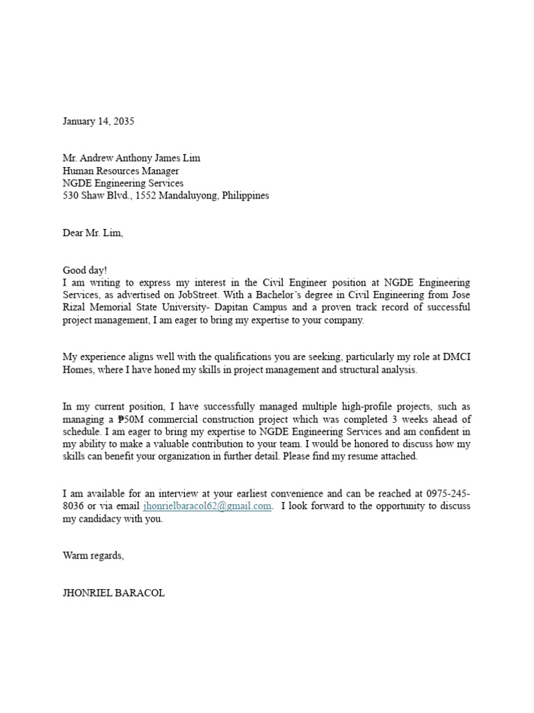 A4 Application Letter | PDF