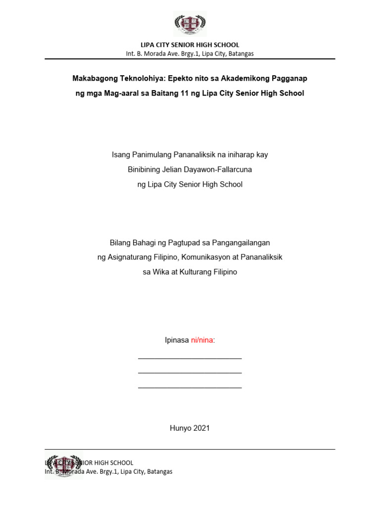 Template Panimulang Pananaliksik Name and Secton 2 | PDF Template Panimulang Pananaliksik Name and Secton 2 | PDF