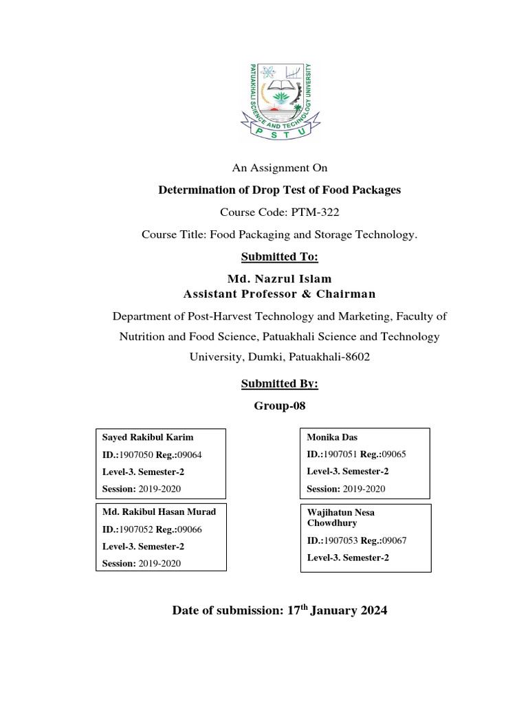 Food Package Drop Test Procedures | PDF | Packaging And Labeling