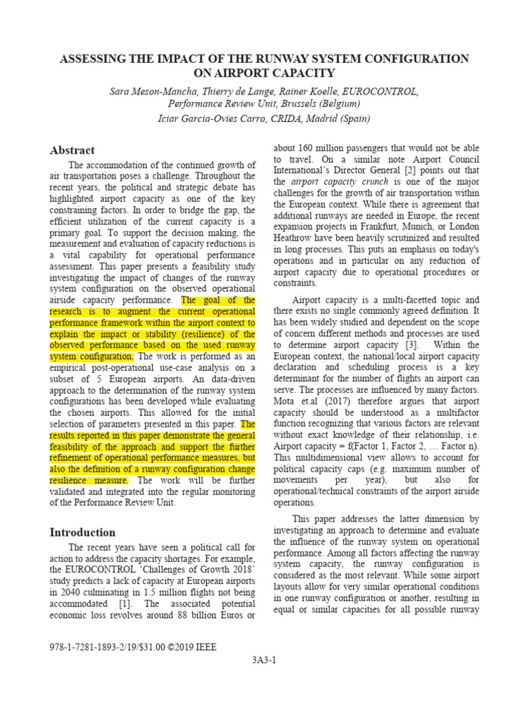 Assessing The Impact of Runway System Configuration On Airport Capacity | PDF