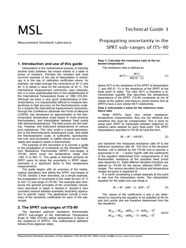 SPRT - Its-90 TG3 | PDF | Temperature | Thermodynamics
