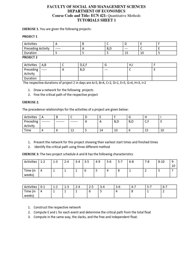 Ecn 421 Tutorials Sheet 1 | PDF | Science