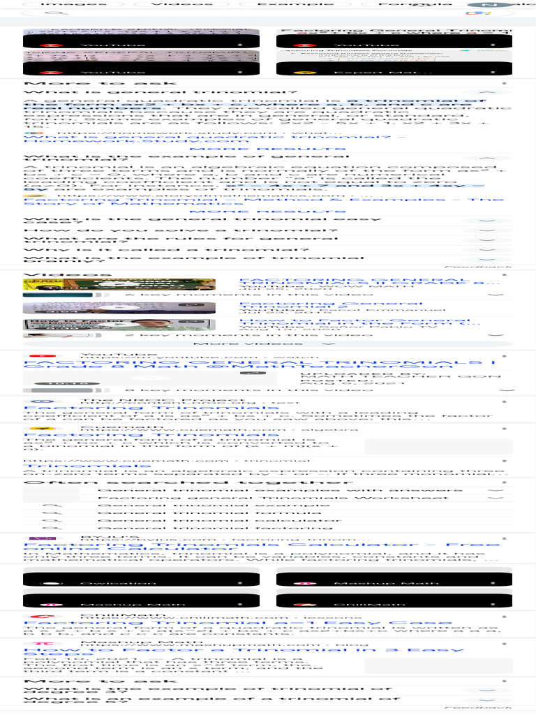 General Trinomial - Google Search | PDF | Factorization | Quadratic ...