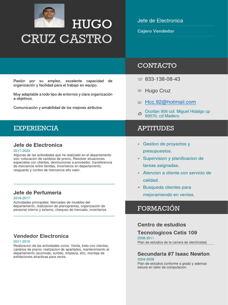 Curriculum Vitae HUGO | PDF | Negocios económicos | Economias