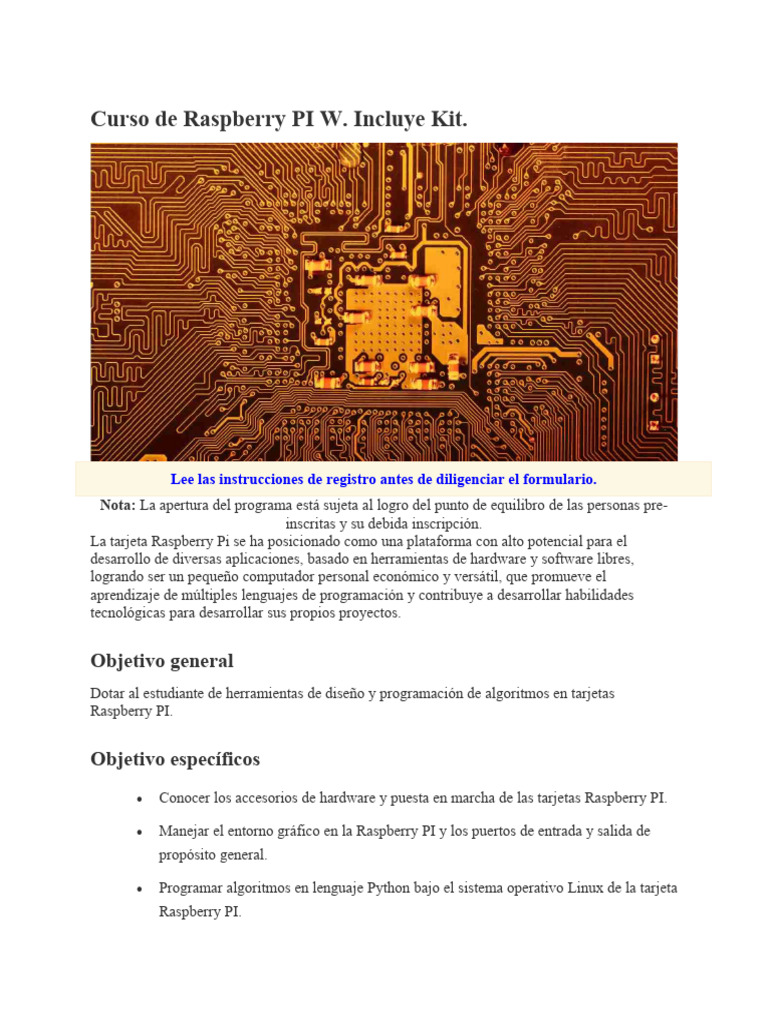 Curso de Raspberry PI W | PDF | Raspberry Pi | Programación de computadoras