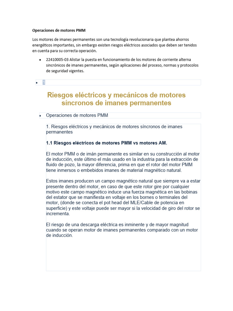 Operaciones de Motores PMM | Descargar gratis PDF | Motor eléctrico | Imán