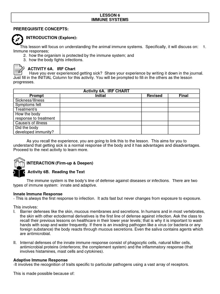 Lesson 6 Immune System | PDF | Immune System | Antigen