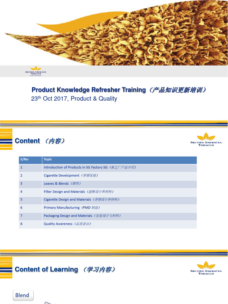 QI - Product Knowledge Refresher Training - 2017 | PDF | Cigarette ...