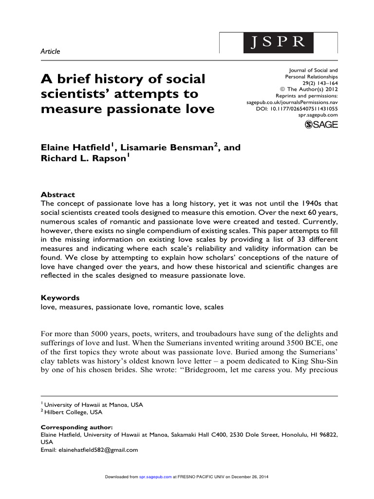Asli - Hatfield E Bensman L & Rapson R L 2011 - A Brief History of ... Asli - Hatfield E Bensman L & Rapson R L 2011 - A Brief History of ...