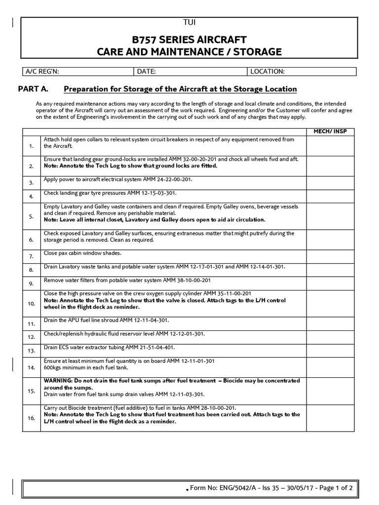 5042-A B757 SERIES AIRCRAFT CARE AND MAINTENANCE STORAGE - Iss35 | PDF ...