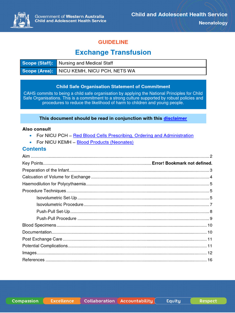 Exchange Transfusion | PDF | Intravenous Therapy | Blood Transfusion