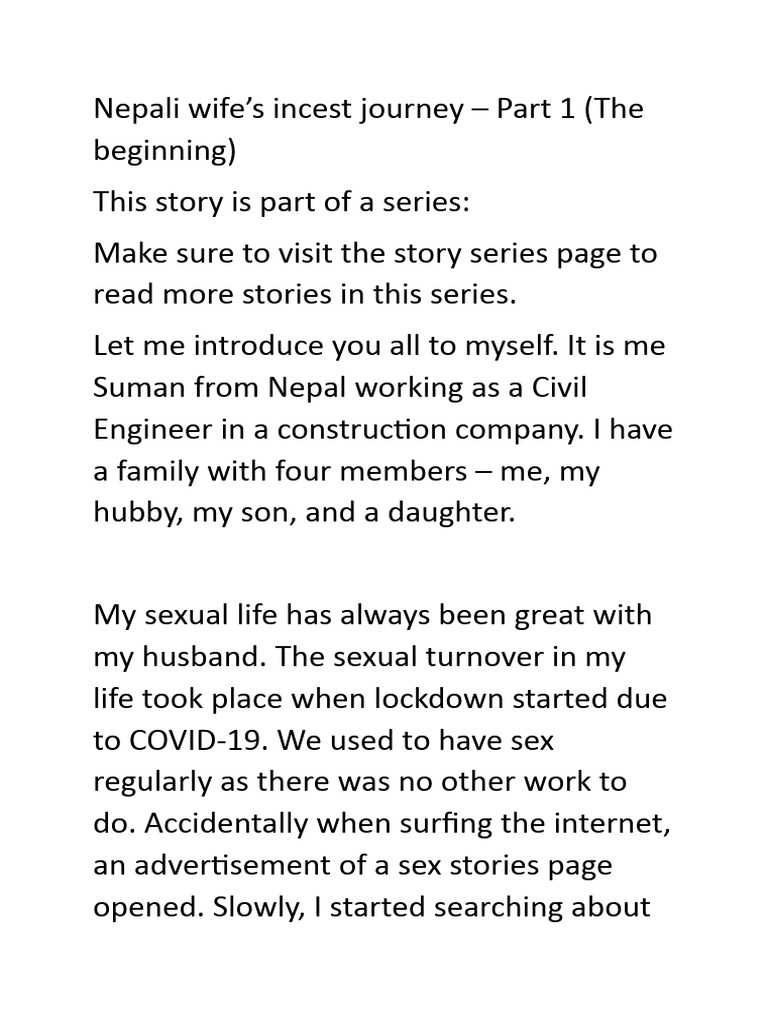 Nepali Wife's Incest Journey - Part 1 (The Beginning) | PDF