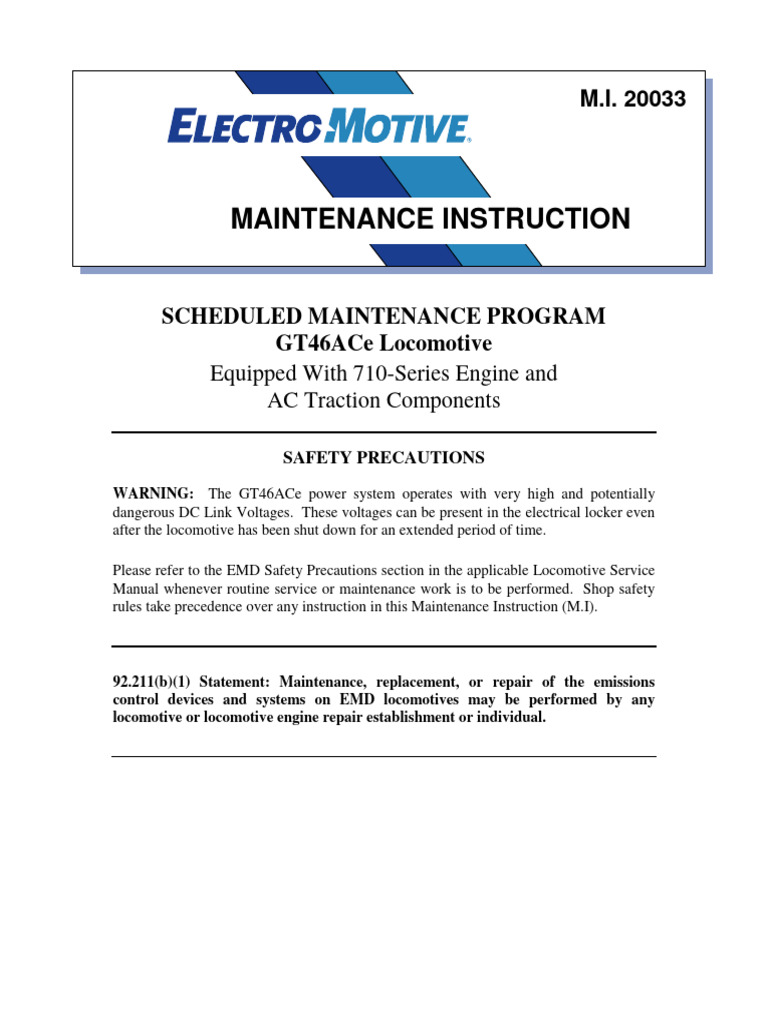 MI - 20033 GT46AC Schedule Maint. Program | PDF | Internal Combustion ...