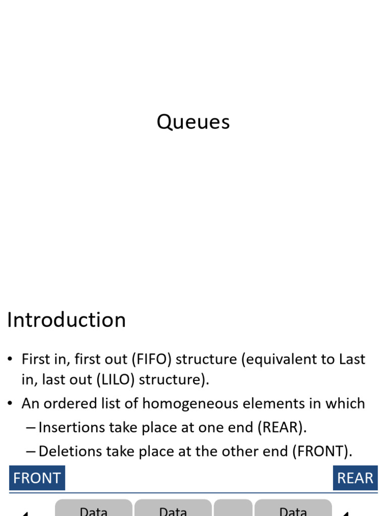 Queues | PDF | Queue (Abstract Data Type) | Theoretical Computer Science Queues | PDF | Queue (Abstract Data Type) | Theoretical Computer Science