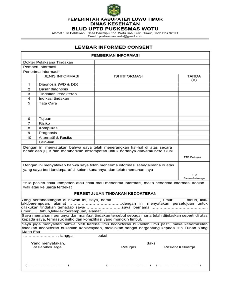 5a. FORMULIR PERSETUJUAN TINDAKAN MEDIS AKRE 2024 | PDF 5a. FORMULIR PERSETUJUAN TINDAKAN MEDIS AKRE 2024 | PDF