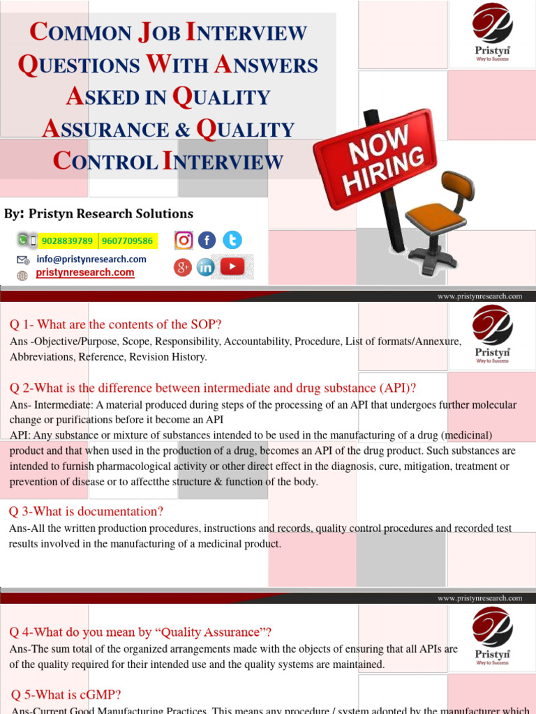 Quality Assurance and QC Interview Q&A | PDF | Ultraviolet–Visible Spectroscopy | High ...