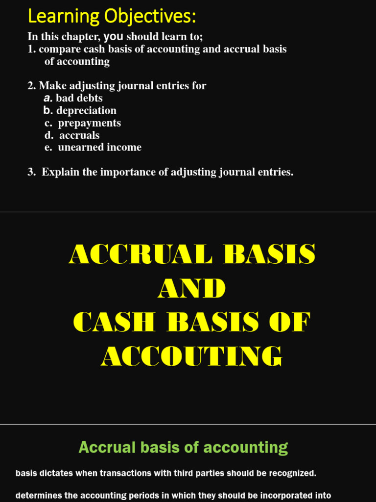 Accrual Basis and Cash Basis of Accouting | PDF | Debits And Credits ...