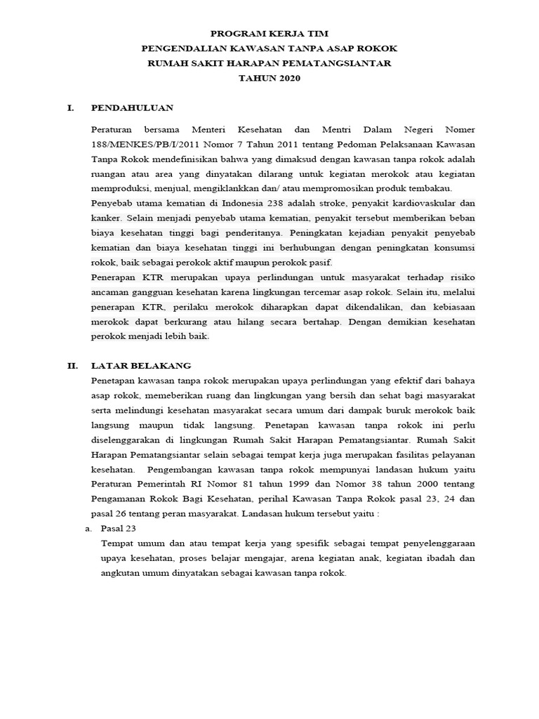 Program Kerja Tim KTR | PDF