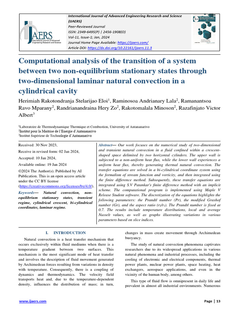 Computational Analysis of The Transition of A System Between Two Non ... Computational Analysis of The Transition of A System Between Two Non ...