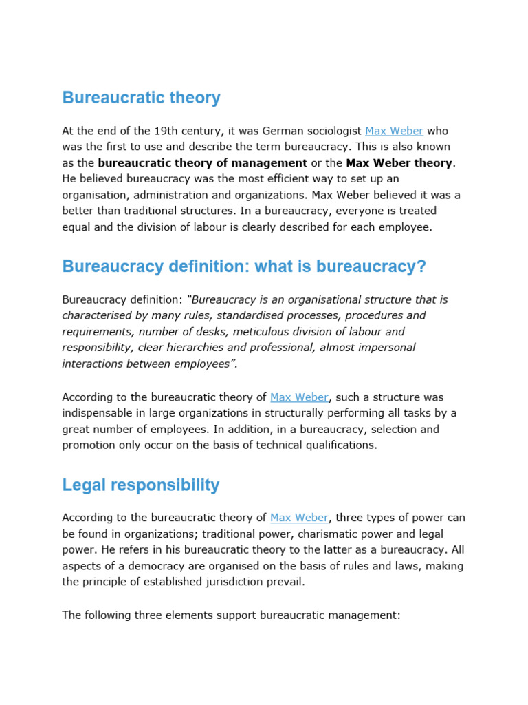 Bureaucratic Theory | PDF | Bureaucracy | Max Weber