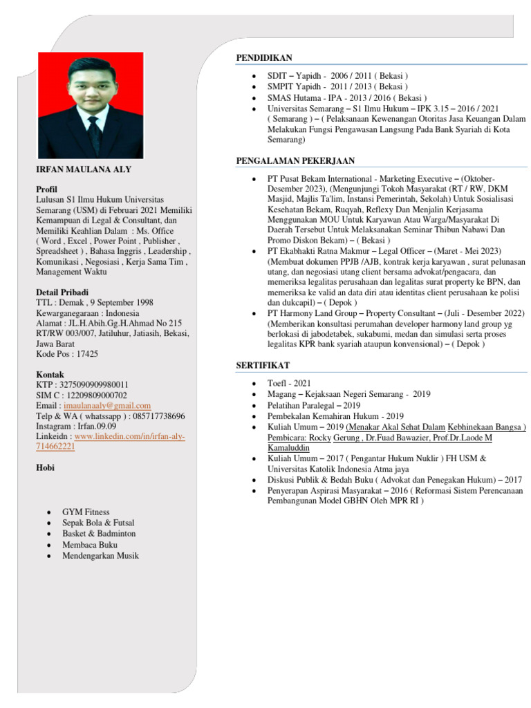 CV - Irfan Maulana Aly | PDF