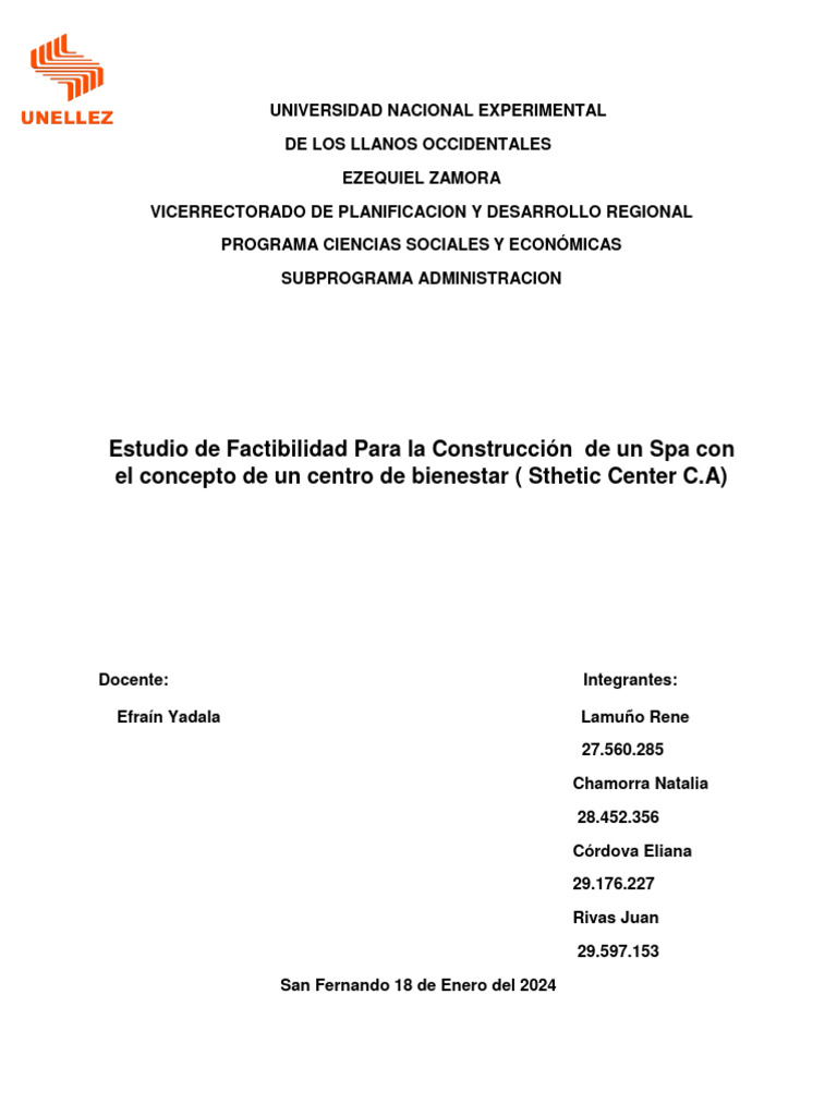 Estudio de Factibilidad para La Construcción de Un Spa Con El Concepto ... Estudio de Factibilidad para La Construcción de Un Spa Con El Concepto ...