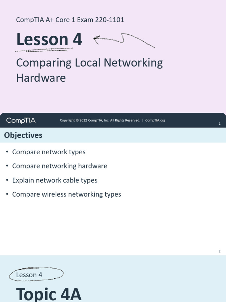 Lesson 4 - Comparing Local Networking Hardware Updated | PDF | Ieee 802.11 | Computer Network