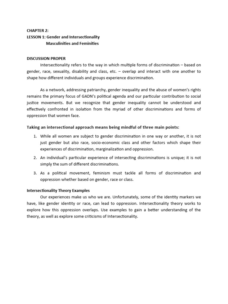 G&S CHAPTER 2 Lesson 1 Midterm Lesson | PDF | Intersectionality | Gender