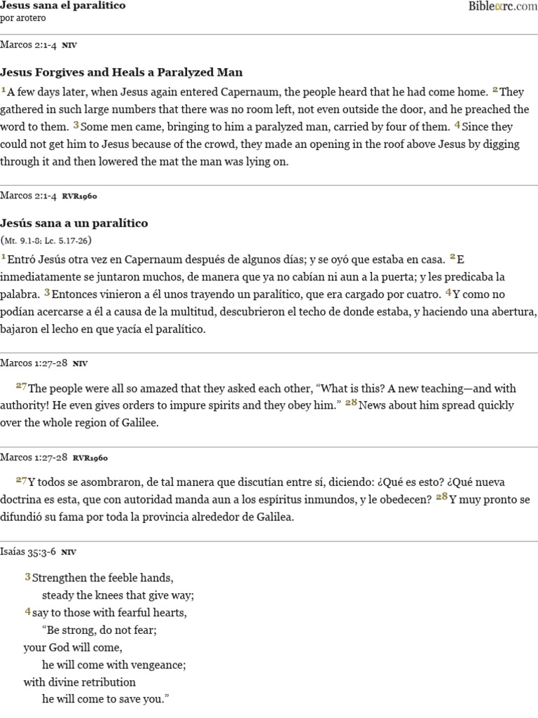 Jesus sana el paralitico (Marcos 2 1-4) | PDF | Contenido bíblico