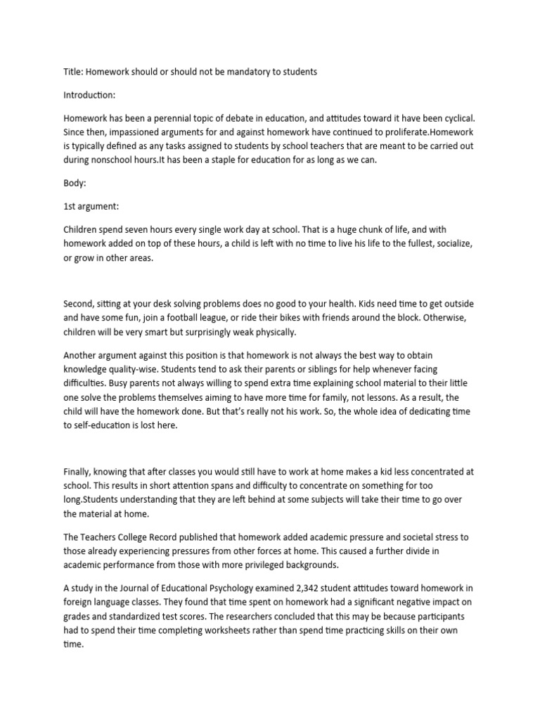 Title - Homework-WPS Office | PDF | Homework | Teachers