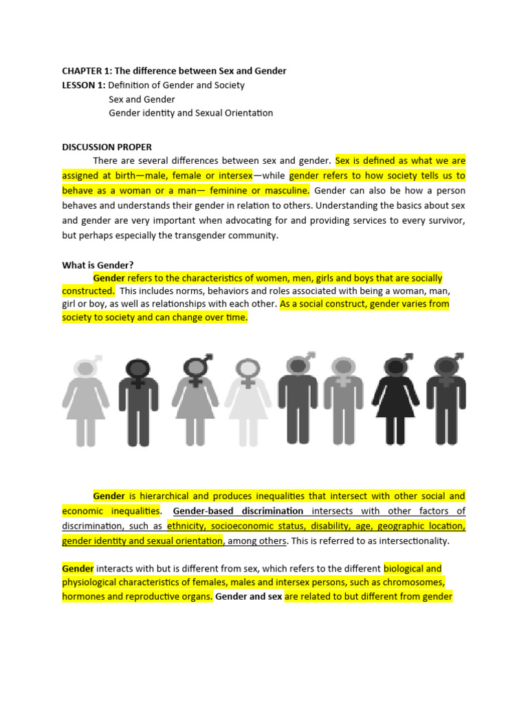 LESSON 1 Definition of Gender and Society | PDF | Gender | Gender Studies