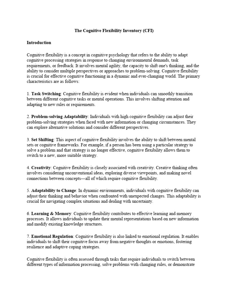 Cognitive Flexibility INventory Methodology | PDF
