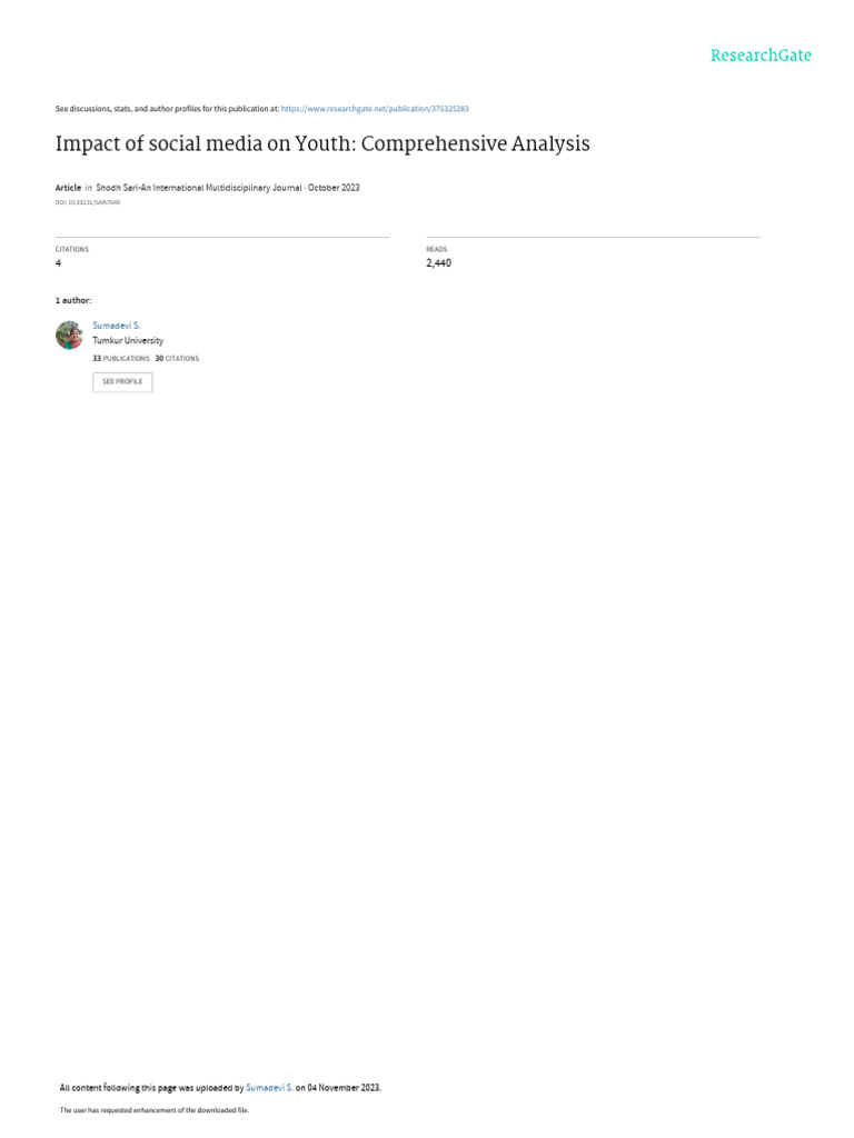 Impact of Social Media On Youth Comprehensive Analysis | PDF | Social ...