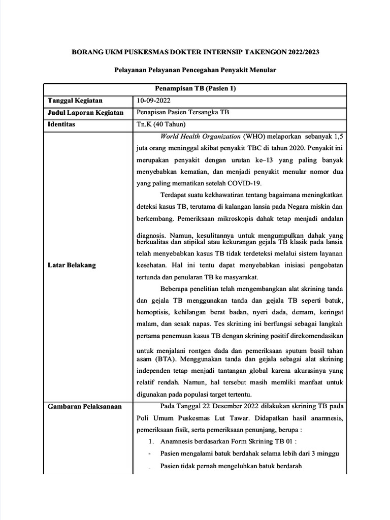 PDF Ukm LT Penapisan TB - Compress | PDF