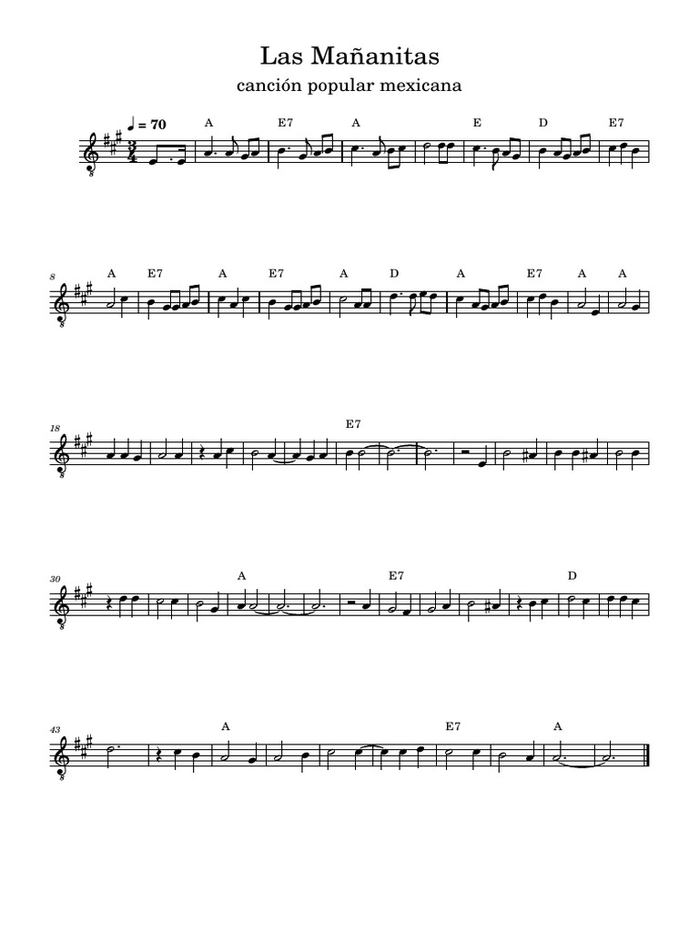 Las Mañanitas Sheet Music Collection | PDF