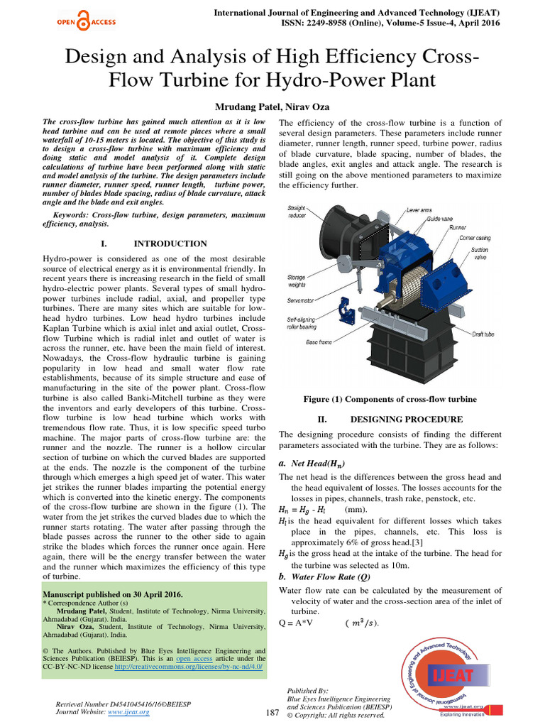Design and Analysis of High Efficiency Cross-Flow Turbine For Hydro-Power Plant | PDF | Turbine ...