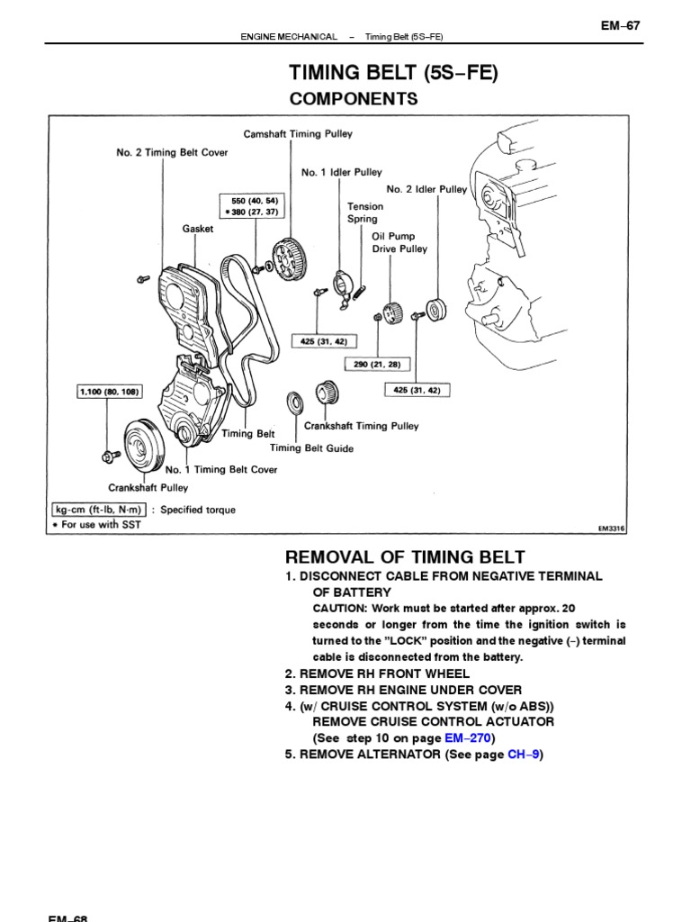 5S-FE Timing Belt Removal Guide | PDF | Belt (Mechanical) | Rotating ...