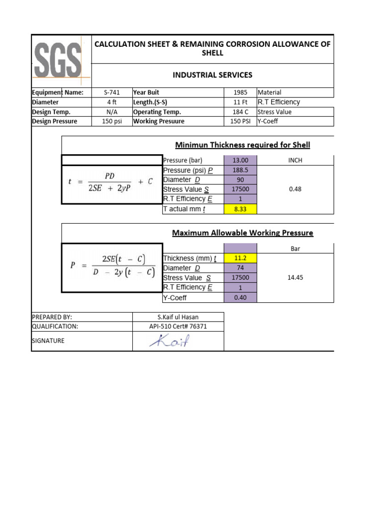 CALCULATION SHEET For Boiler | PDF | Materials | Metrology