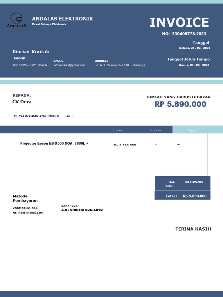Format Template Contoh Invoice PDF | PDF