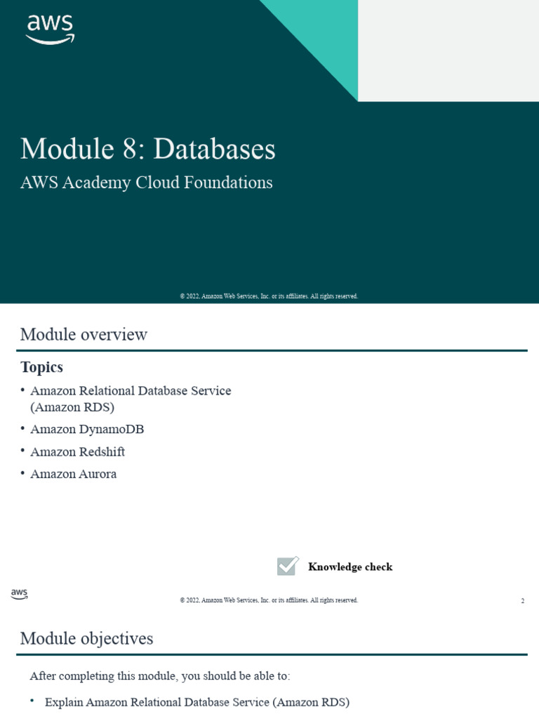Module 08 | PDF | Amazon Web Services | Databases