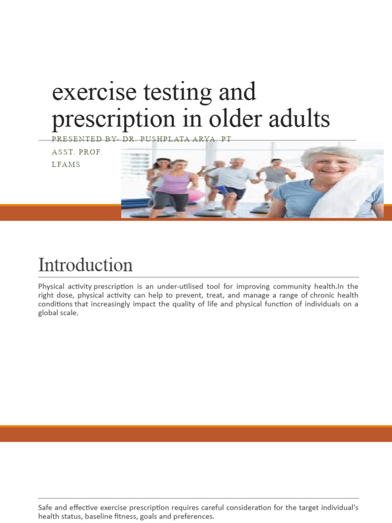 Exercise Testing and Prescription in Older Adults | PDF | Physical ...