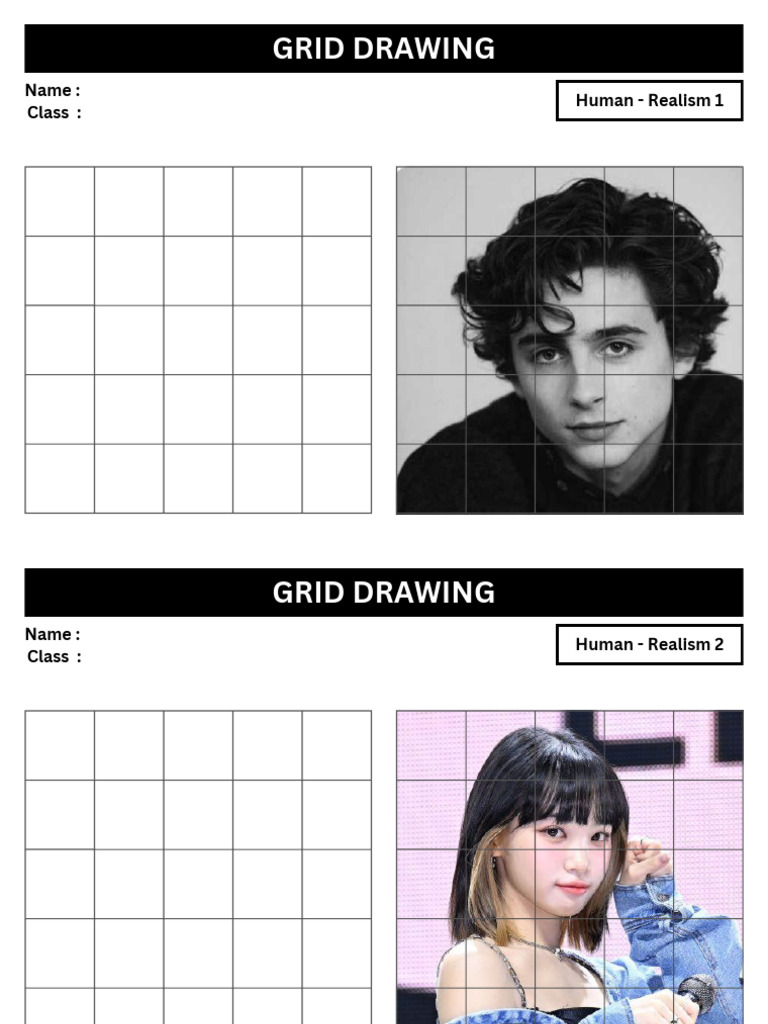 Grid Drawing Worksheets for Art Students | PDF