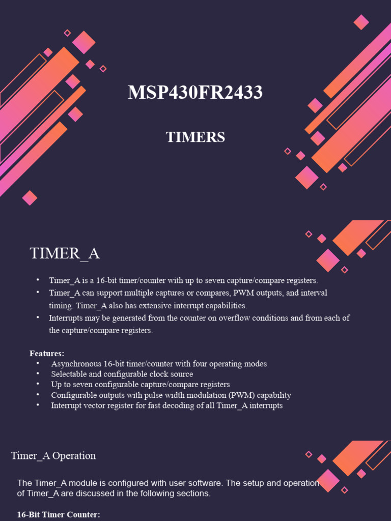 Msp430fr2433 Timers | PDF | Timer | Computer Hardware Msp430fr2433 Timers | PDF | Timer | Computer Hardware