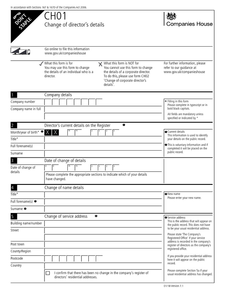 UK Change of Director's Details | PDF