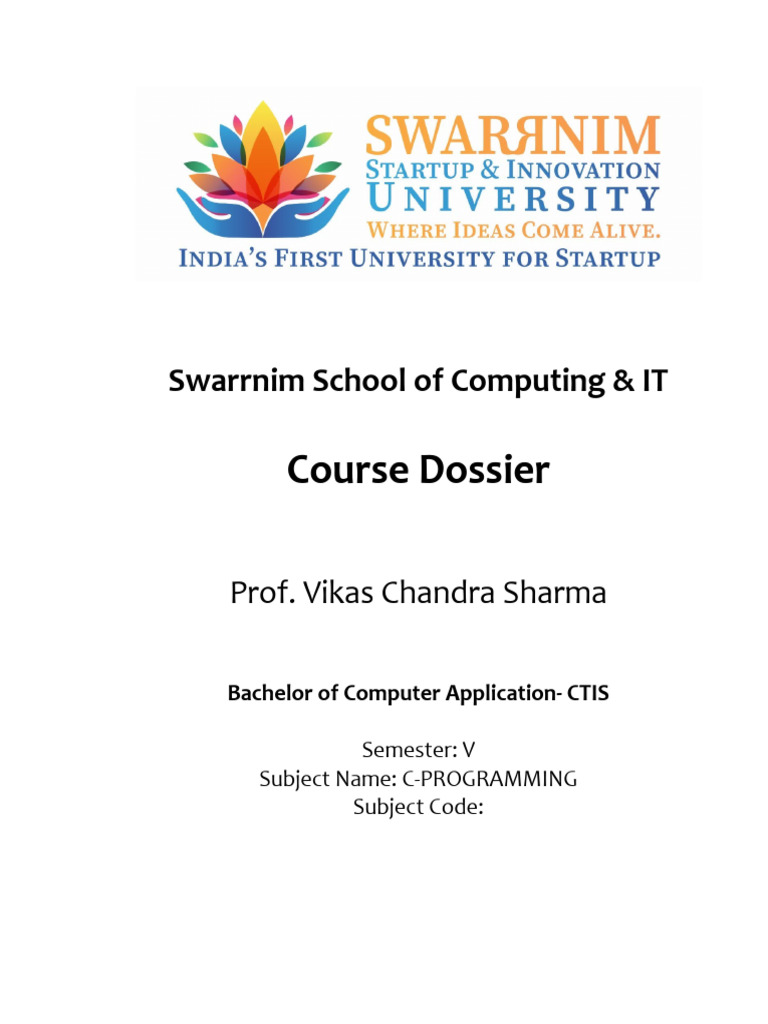 Bca & B. Sc.-It Sem-1 C-Programming | PDF | Pointer (Computer Programming) | Parameter (Computer ...