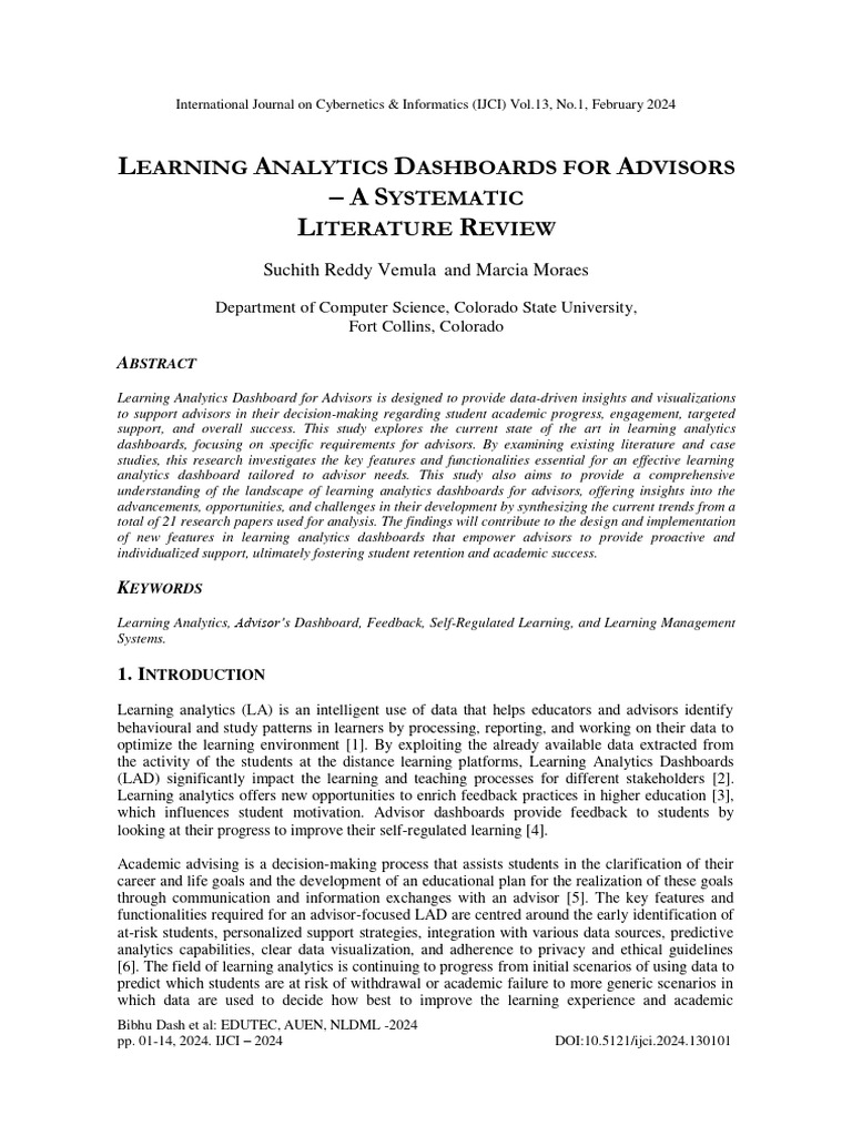 Learning Analytics Dashboards For Advisors - A Systematic Literature Review | PDF | Analytics ...