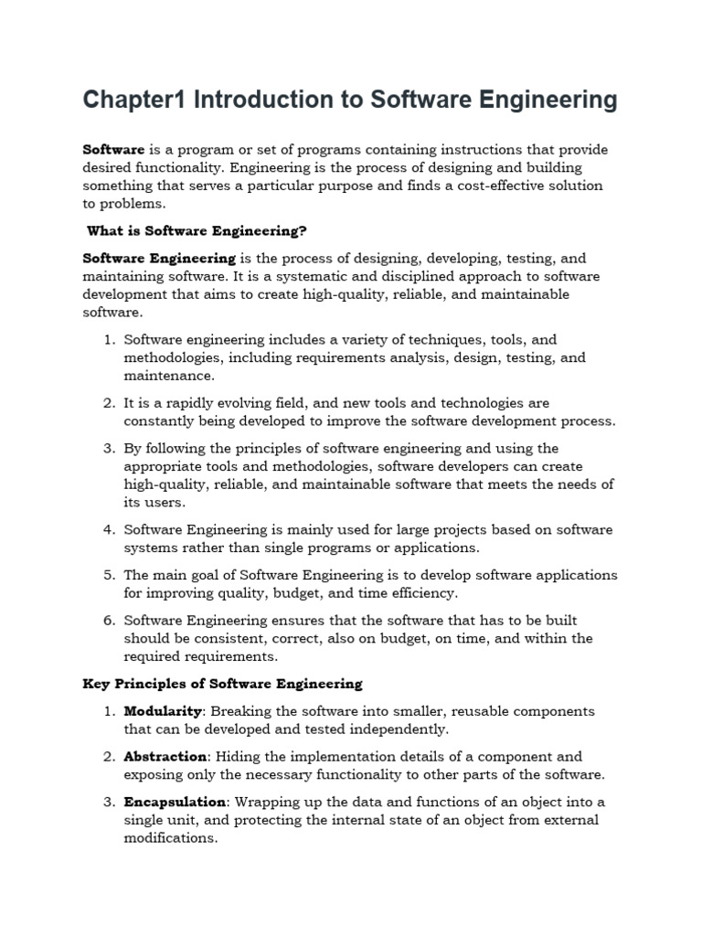Introduction To Software Engineering Chap 1 and More | PDF | Software Development Process ...