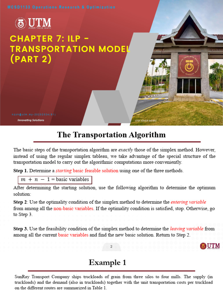 Chapter 7 - ILP Transportation Model (Part 2) | PDF | Mathematical Optimization | Algorithms And ...